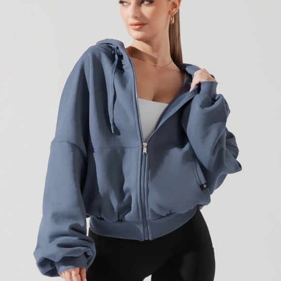 POPFLEX | Tops | Popflex Zip Cloud Hoodie Blue Steel Oversized Zip ...